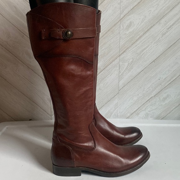 Frye | Shoes | Frye Boots Tall Leather Brown Riding Boots Button 6 ...